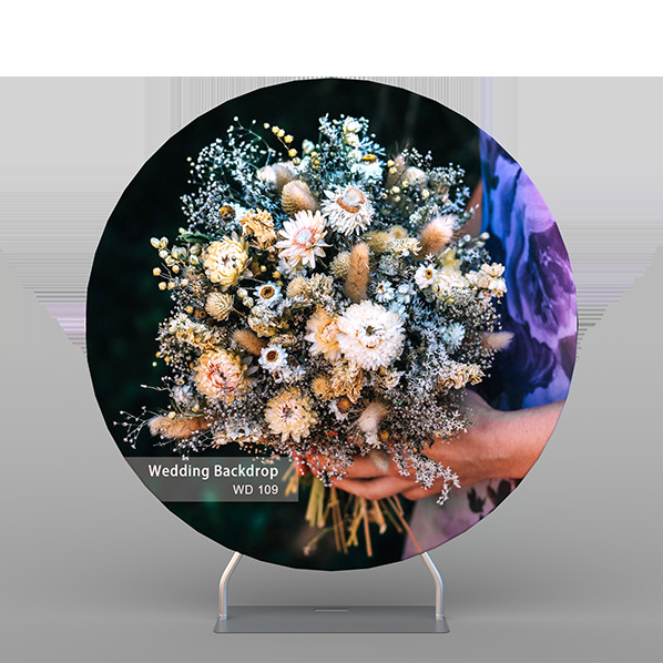 6.6ft Circle Flower Backdrop Tension Fabric Wedding Backdrop Round Stand